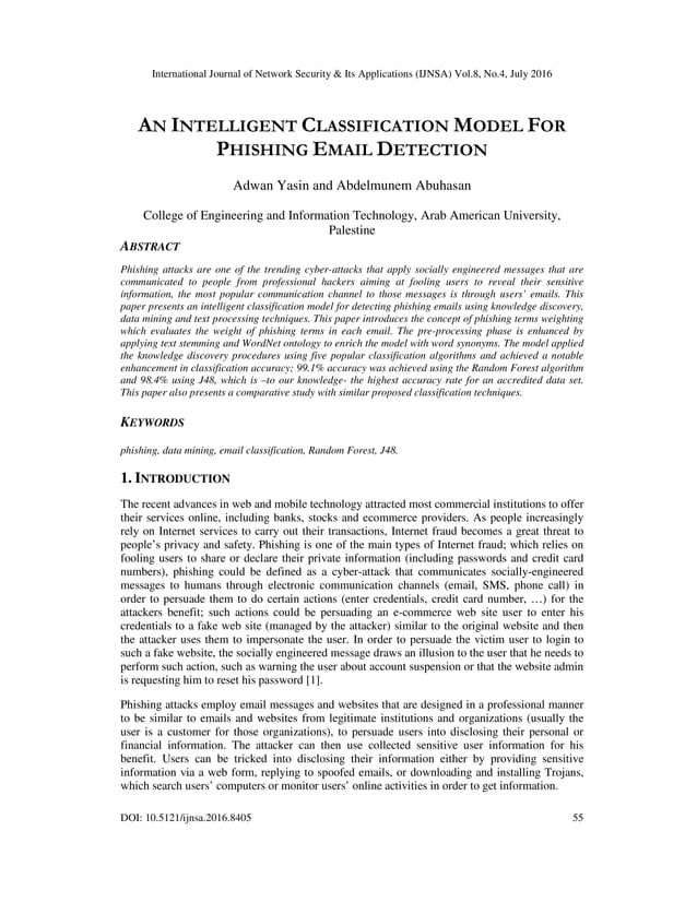An Intelligent Classification Model For Phishing Email Detection Pdf