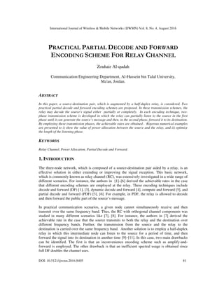 PRACTICAL PARTIAL DECODE AND FORWARD ENCODING SCHEME FOR RELAY CHANNEL | PDF