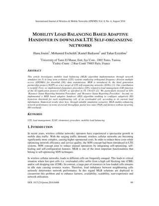 MOBILITY LOAD BALANCING BASED ADAPTIVE HANDOVER IN DOWNLINK LTE SELF ...