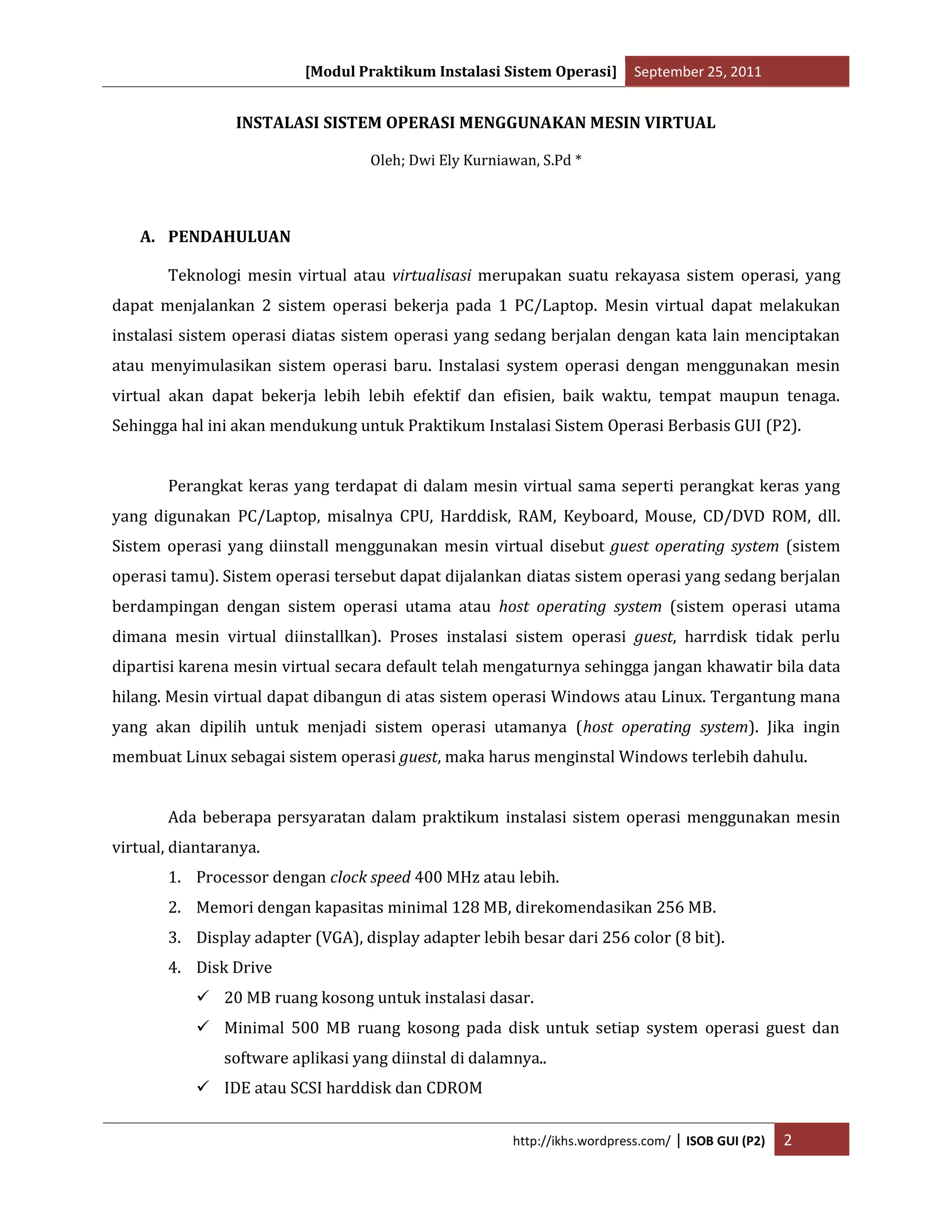Modul Praktikum Instalasi Sistem Operasi | PDF