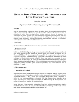 Medical Image Processing Methodology for Liver Tumour Diagnosis | PDF