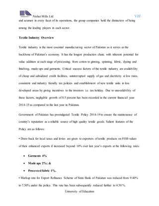 Nishat mills LTd Final Project | DOCX