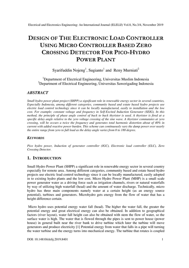 Design Of The Electronic Load Controller Using Micro Controller Based