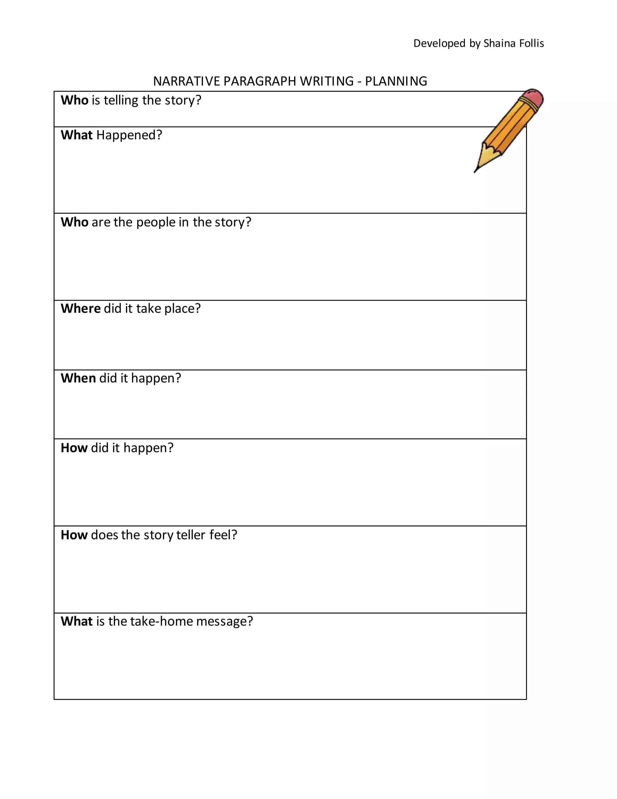 Narrative Writing Planning | DOCX