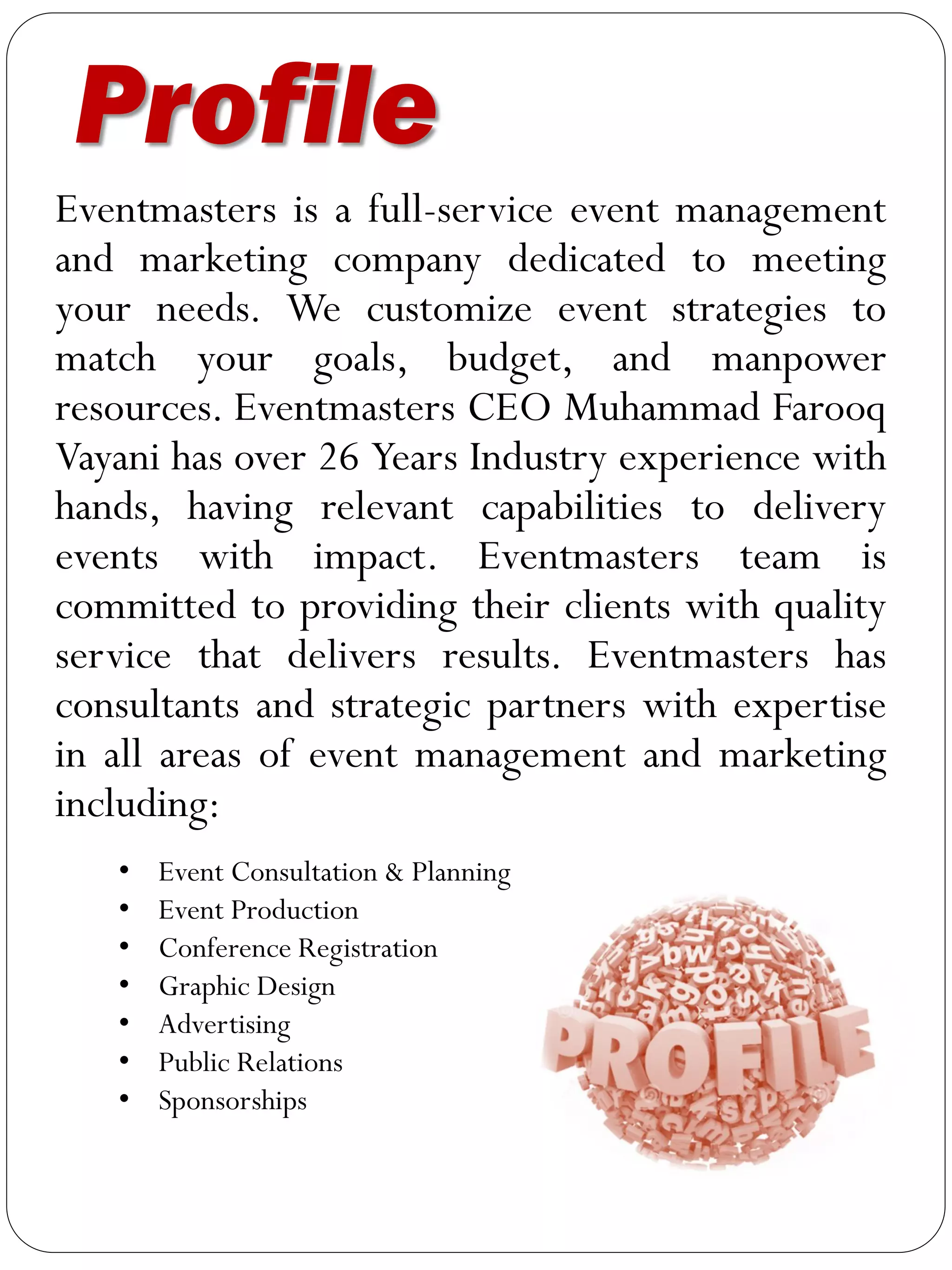 Eventmasters Profile | PDF