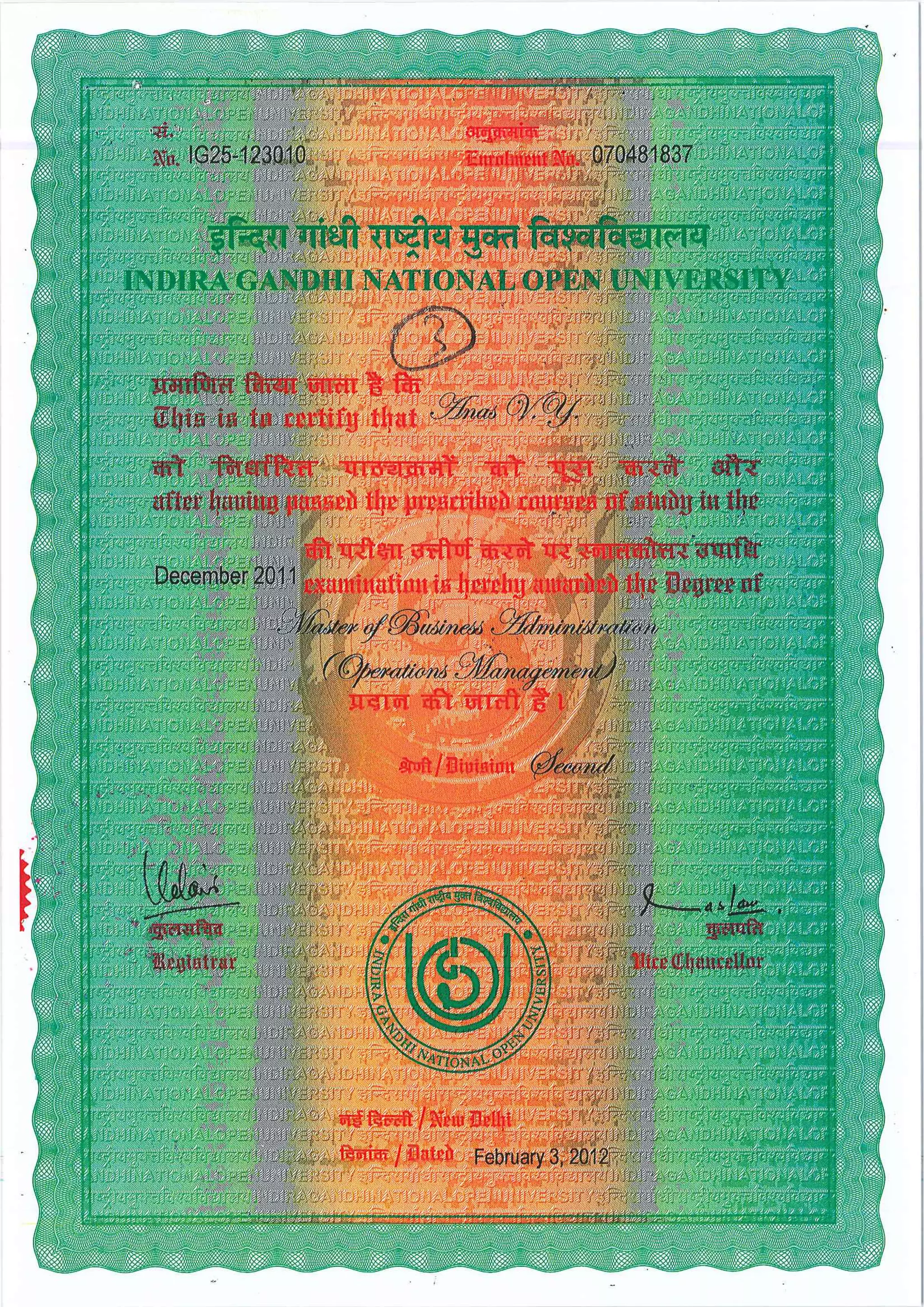 MBA Operation Management Certificate | PDF