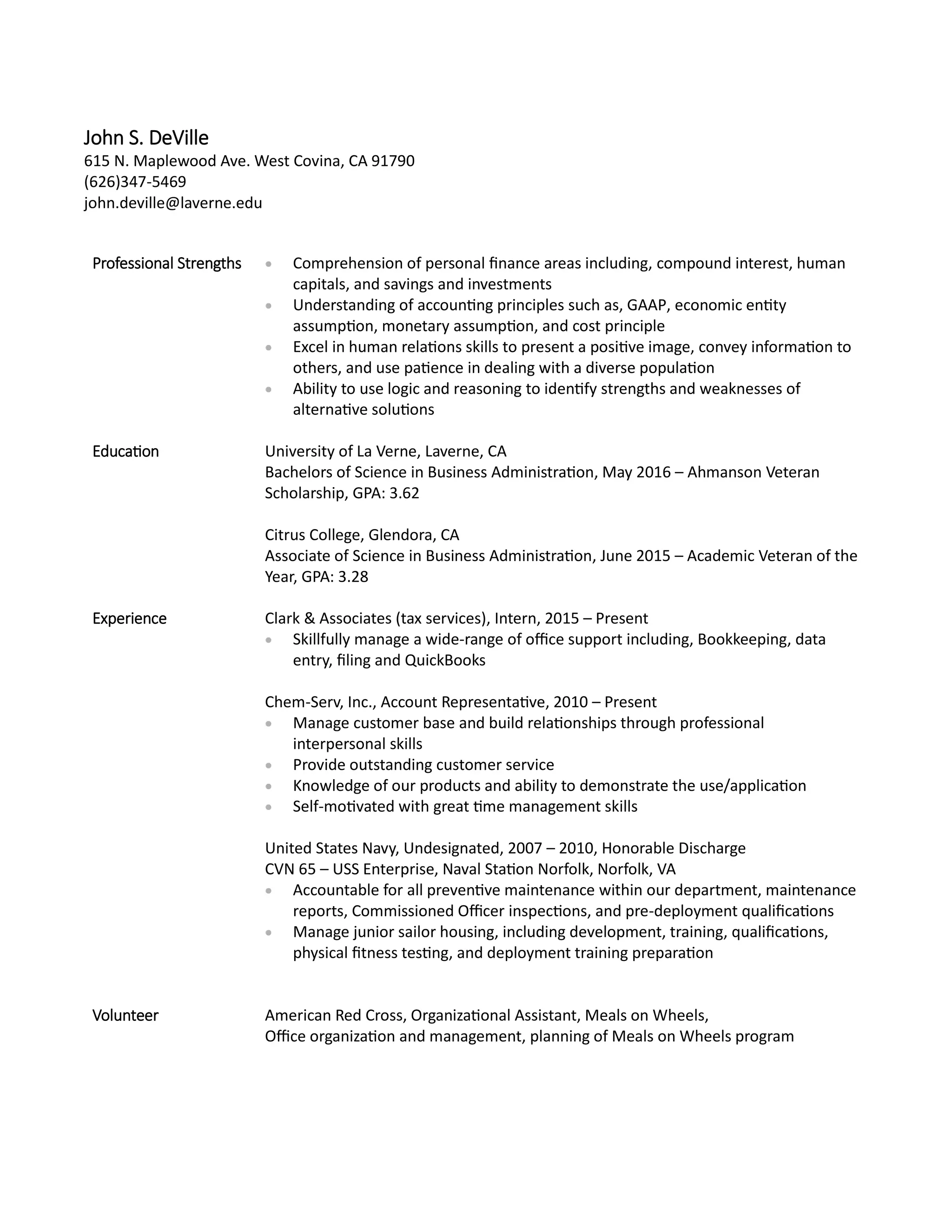 John DeVille - Resume | PDF
