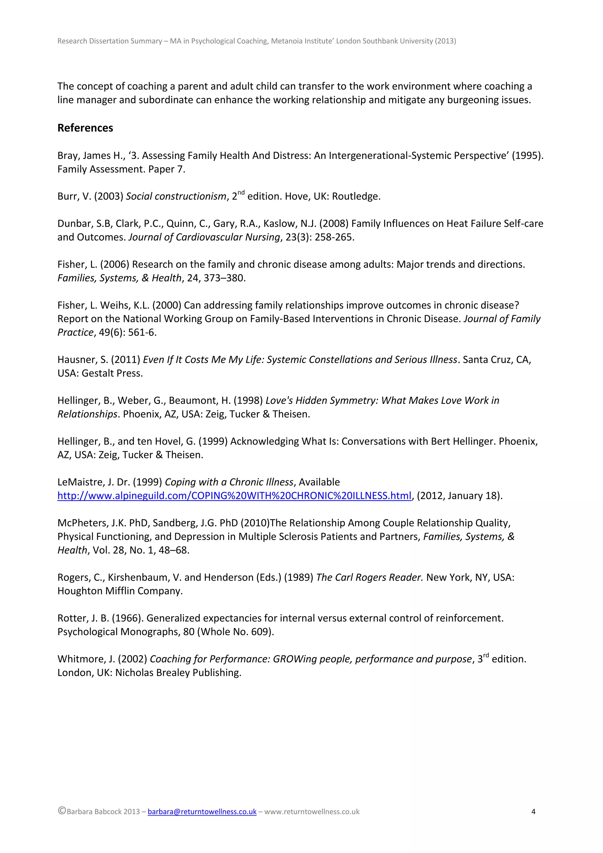 BBabcock - Research Summary - Coaching and Chronic Conditions - May ...