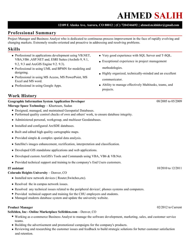 Ahmed Salih Resume | PDF | Databases | Computer Software and Applications