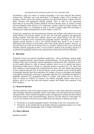 A LITERATURE REVIEW ON GEOGRAPHY TEACHERS’ KNOWLEDGE OF AND ATTITUDES ...