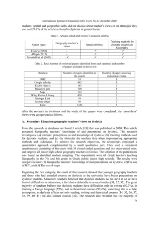 A LITERATURE REVIEW ON GEOGRAPHY TEACHERS’ KNOWLEDGE OF AND ATTITUDES ...