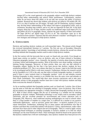 A LITERATURE REVIEW ON GEOGRAPHY TEACHERS’ KNOWLEDGE OF AND ATTITUDES ...