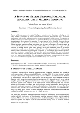 A SURVEY OF NEURAL NETWORK HARDWARE ACCELERATORS IN MACHINE LEARNING | PDF