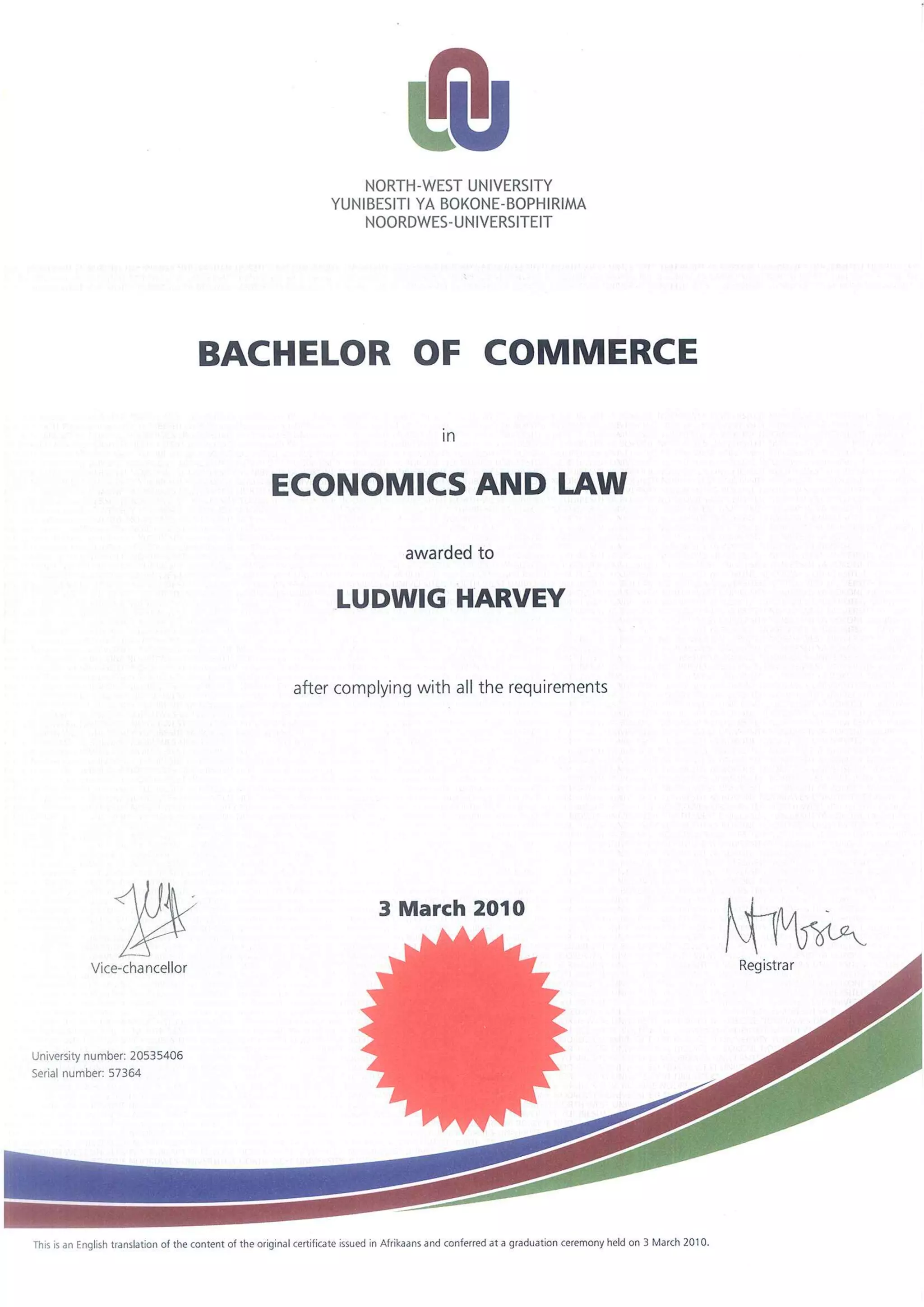 Bachelor of Commerce in Economics and Law - Degree (2) | PDF