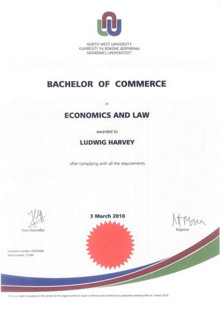 Bachelor of Commerce in Economics and Law - Degree (2) | PDF