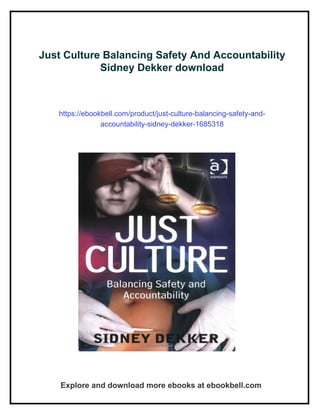 Just Culture Balancing Safety And Accountability Sidney Dekker | PDF