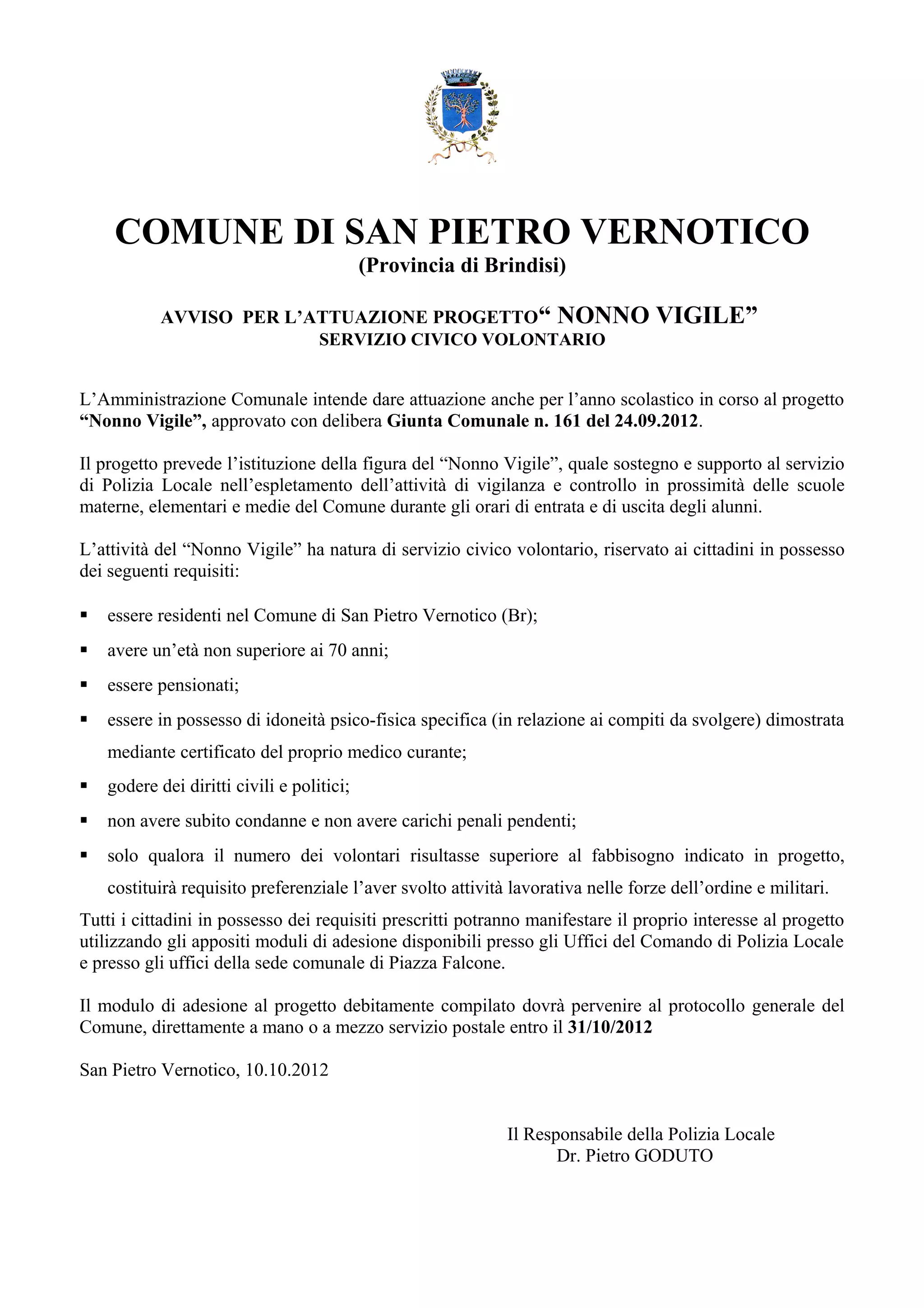DOMANDA NONNO VIGILE | DOC
