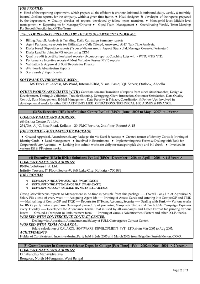 Resume - Sudipta Ghosh - MIS Mgr | DOC