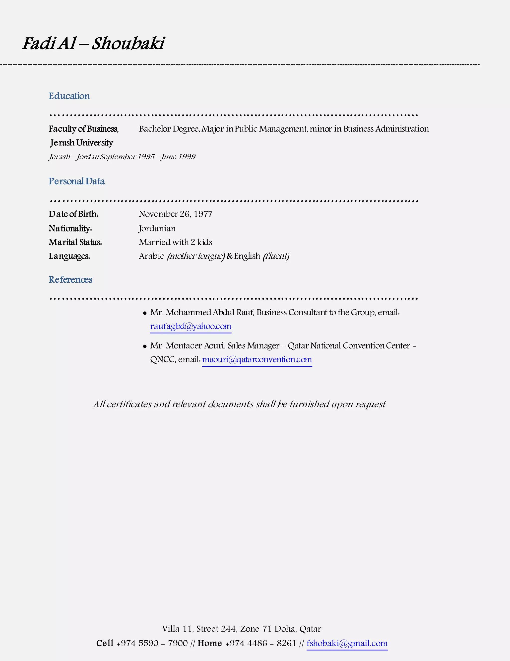 FADI AL SHOUBAKI RESUME - UPDATE | DOCX