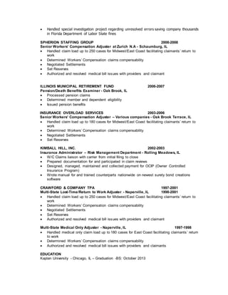 Claims Resume | DOCX | Business | Business and Finance