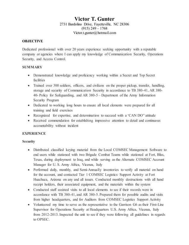Victor T Gunter's Resume for 2016 JULY 2016REVISED | PDF