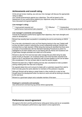 Achievements and overall rating-RW | DOC | Resume Writing and Advice ...