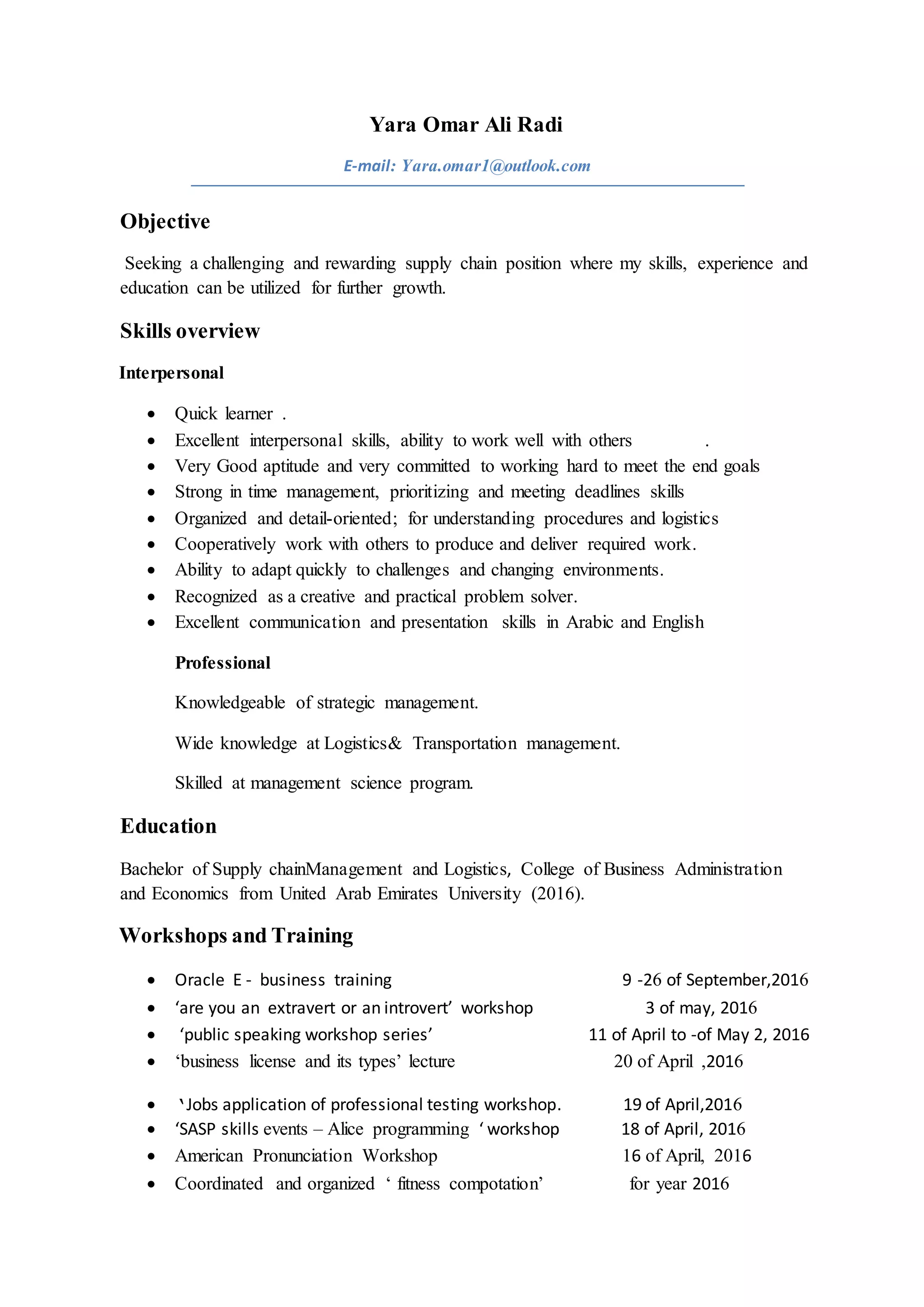 yara's cv | DOCX