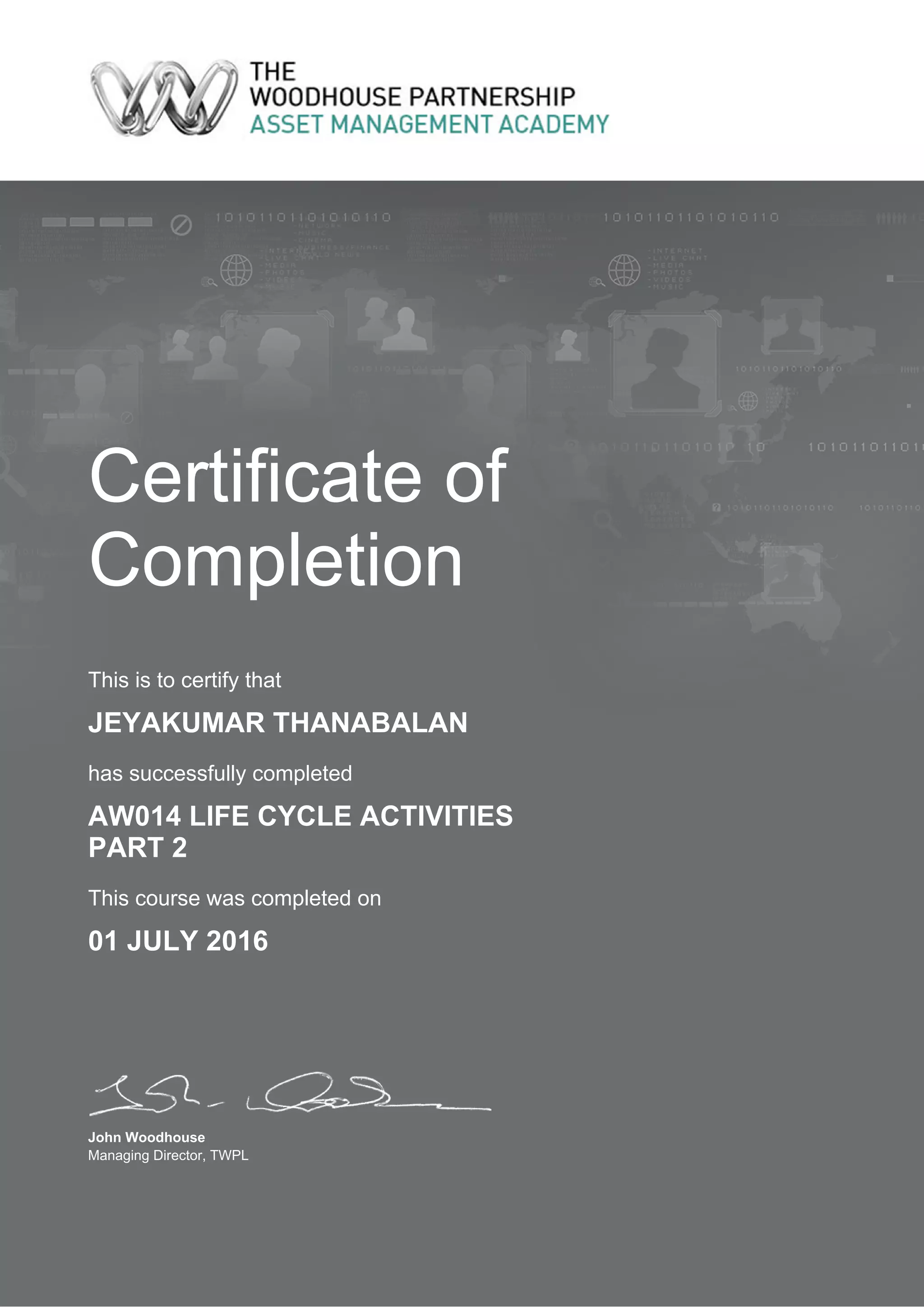 AW014_Life_cycle_activities_Part_2_certificate | PDF
