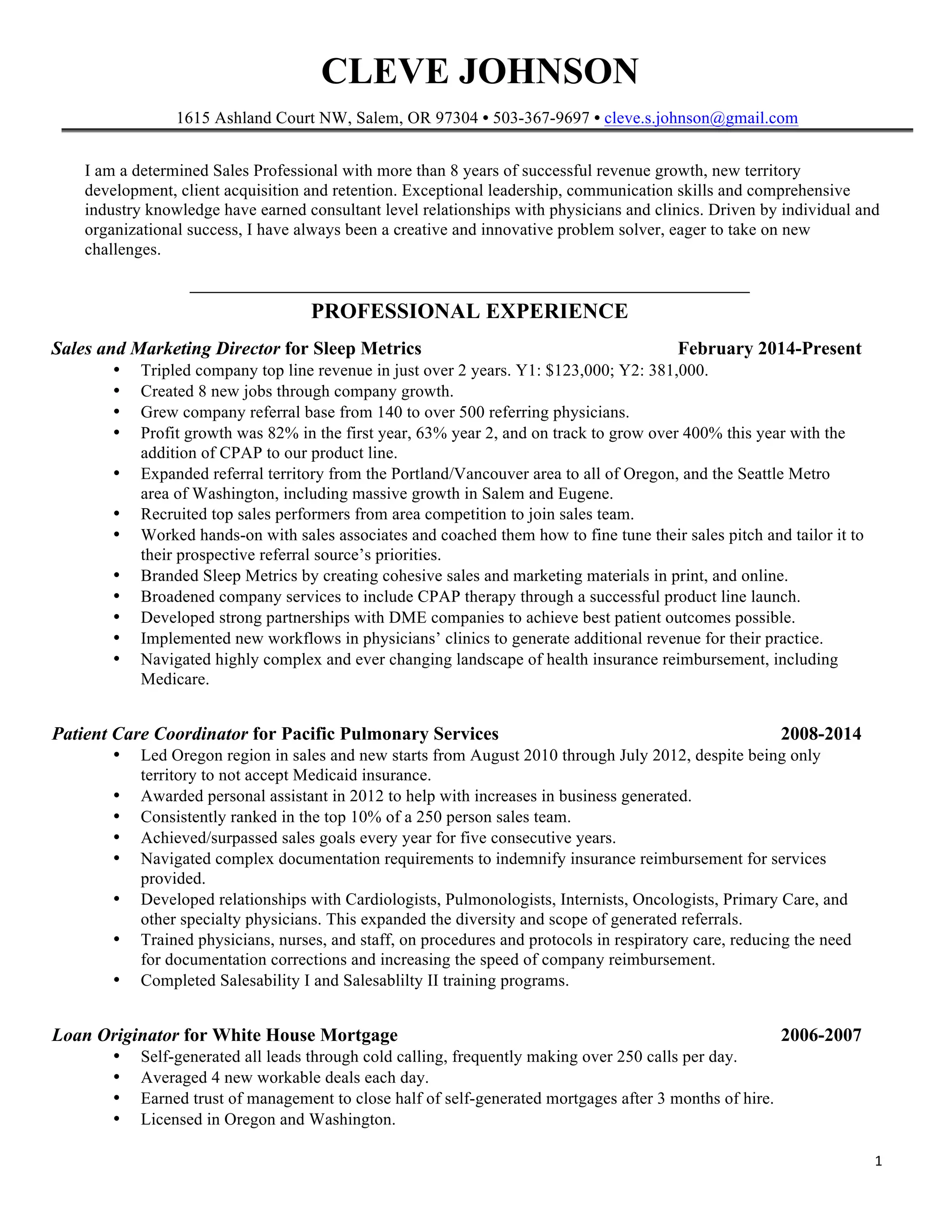 Cleve Johnson Resume | PDF