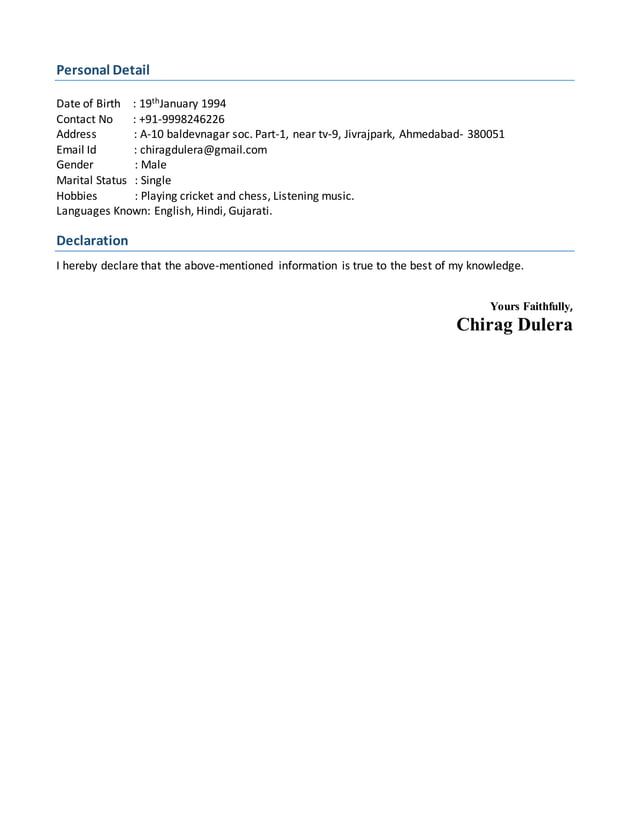 Resume - Chirag | PDF