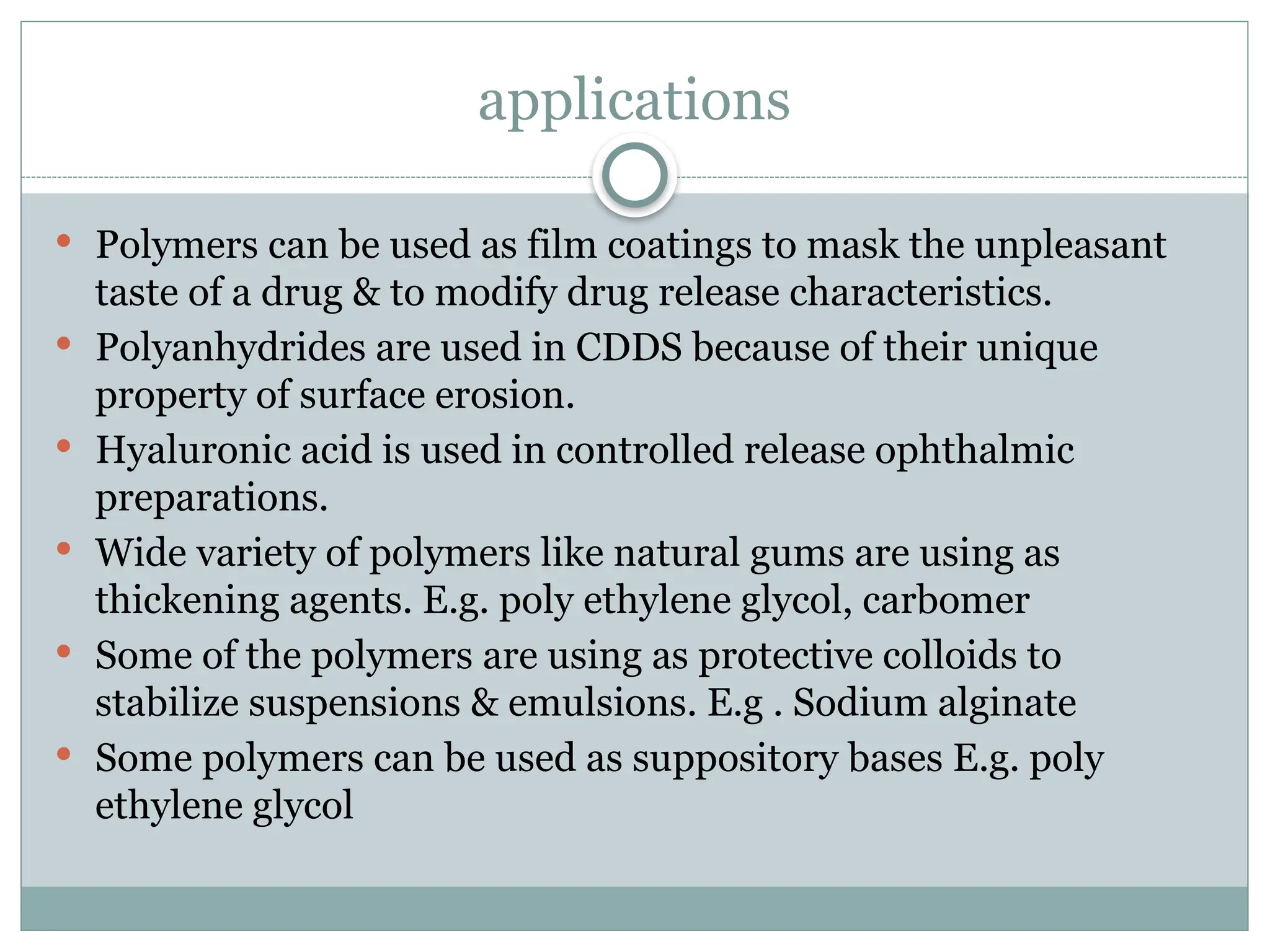 POLYMERS IN DRUG DELIVERY APPROACHES NDDS | PPTX