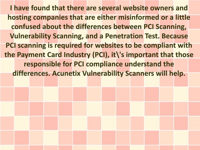 Acunetix Vulnerability Scanner for Website Safety | PPT