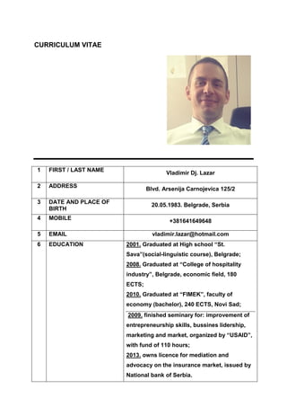 CV | PDF | Hospitality Industry | Industries