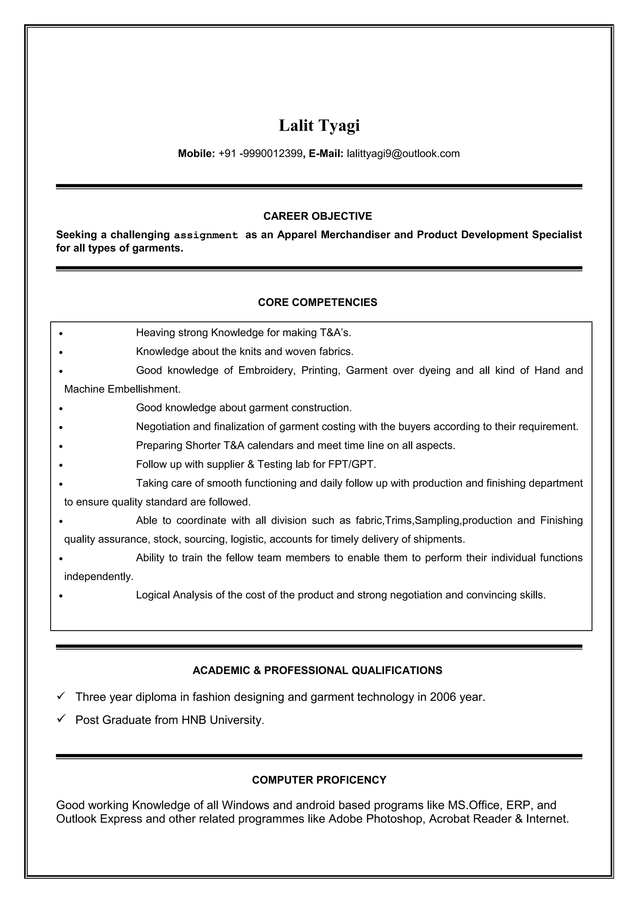 Resume of Lalit Tyagi | DOC