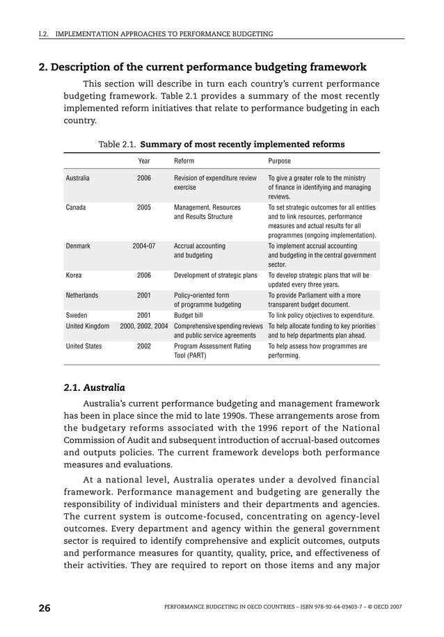 Performance Budgeting In Oecd Countries Oecd | PDF
