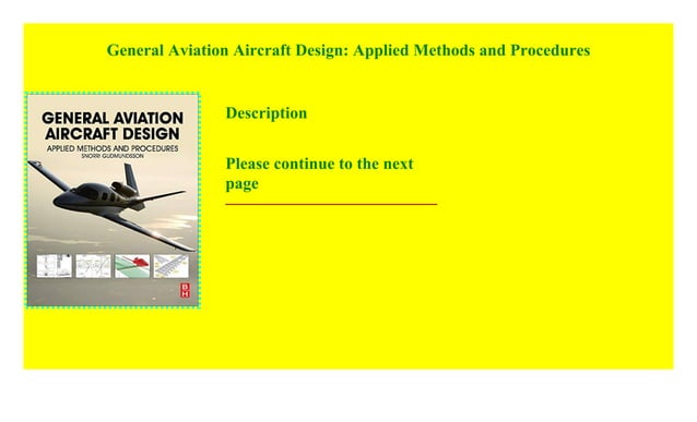 General Aviation Aircraft Design: Applied Methods and Procedures ...