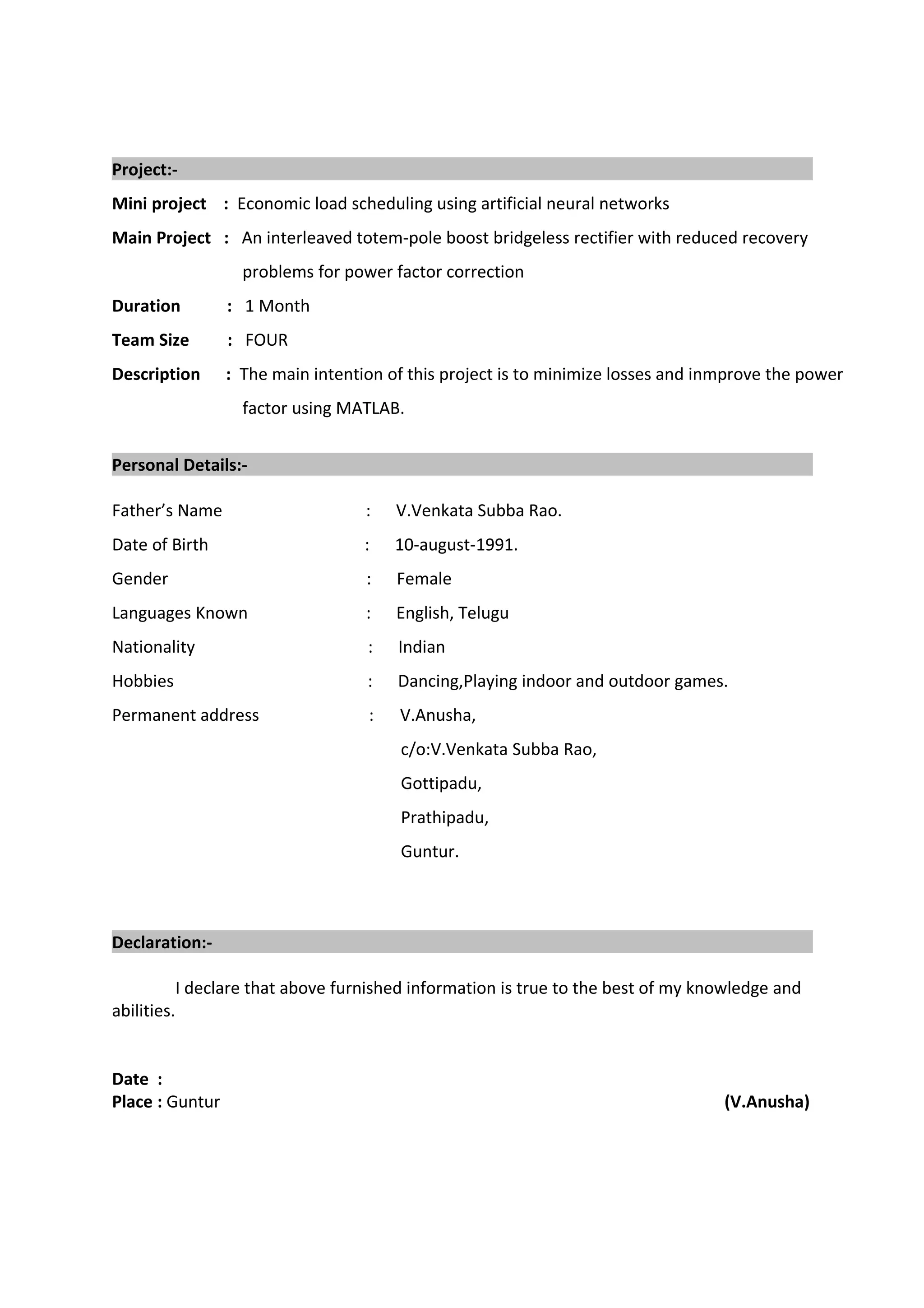 anusha resume | DOC