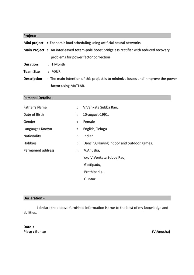 anusha resume | DOC