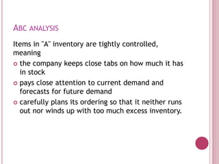 ABC Analysis and Inventory Control Entrepreneurship Class 12 CBSE | PPTX