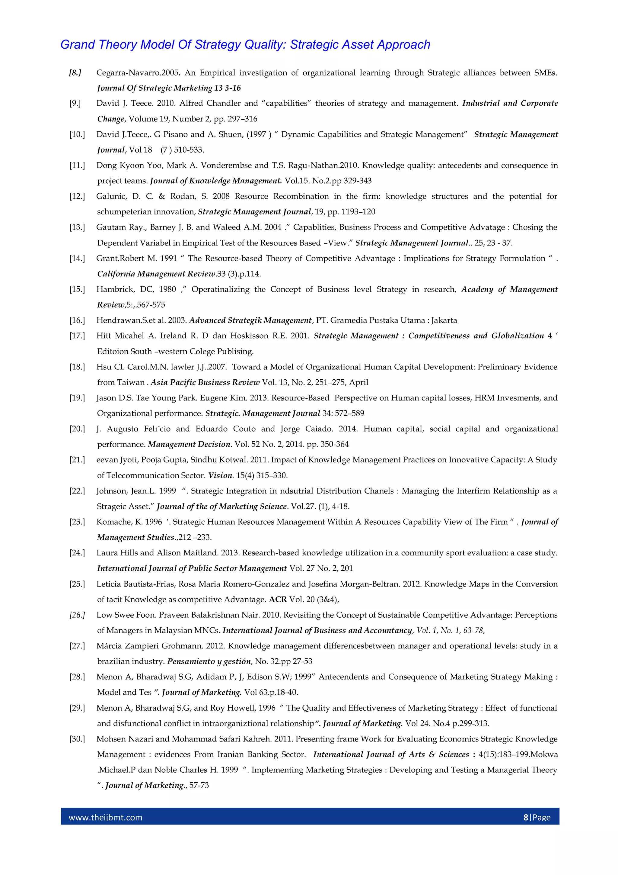 Grand Theory Model Of Strategy Quality: Strategic Asset Approach | PDF