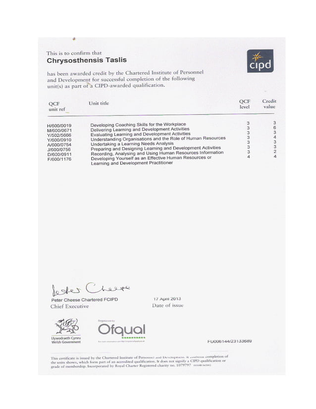 Certificate in Learning and Development by the CIPD | PDF