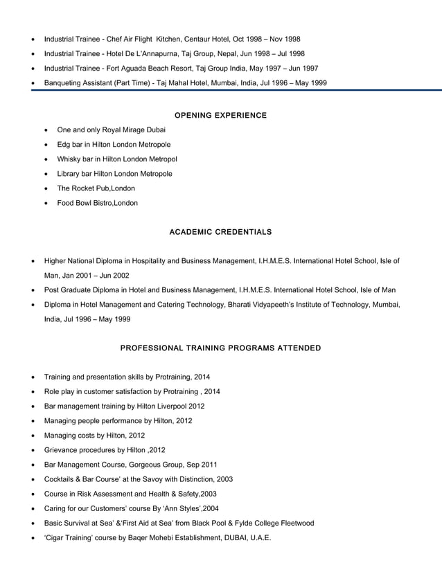 Amit Alva cv | DOC | Hotels and Motels | Travel Type