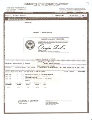 USCunofficialTranscript | PDF