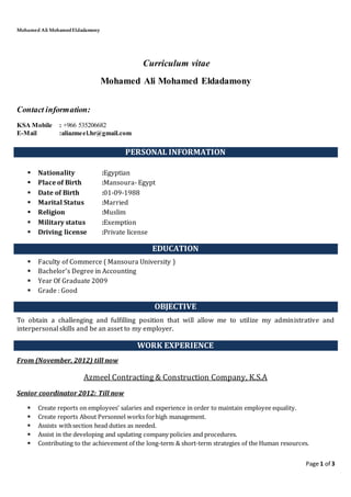 CV -Mohamed Ali | PDF