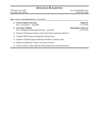 Jon Lootens Resume - May 2016 | PDF