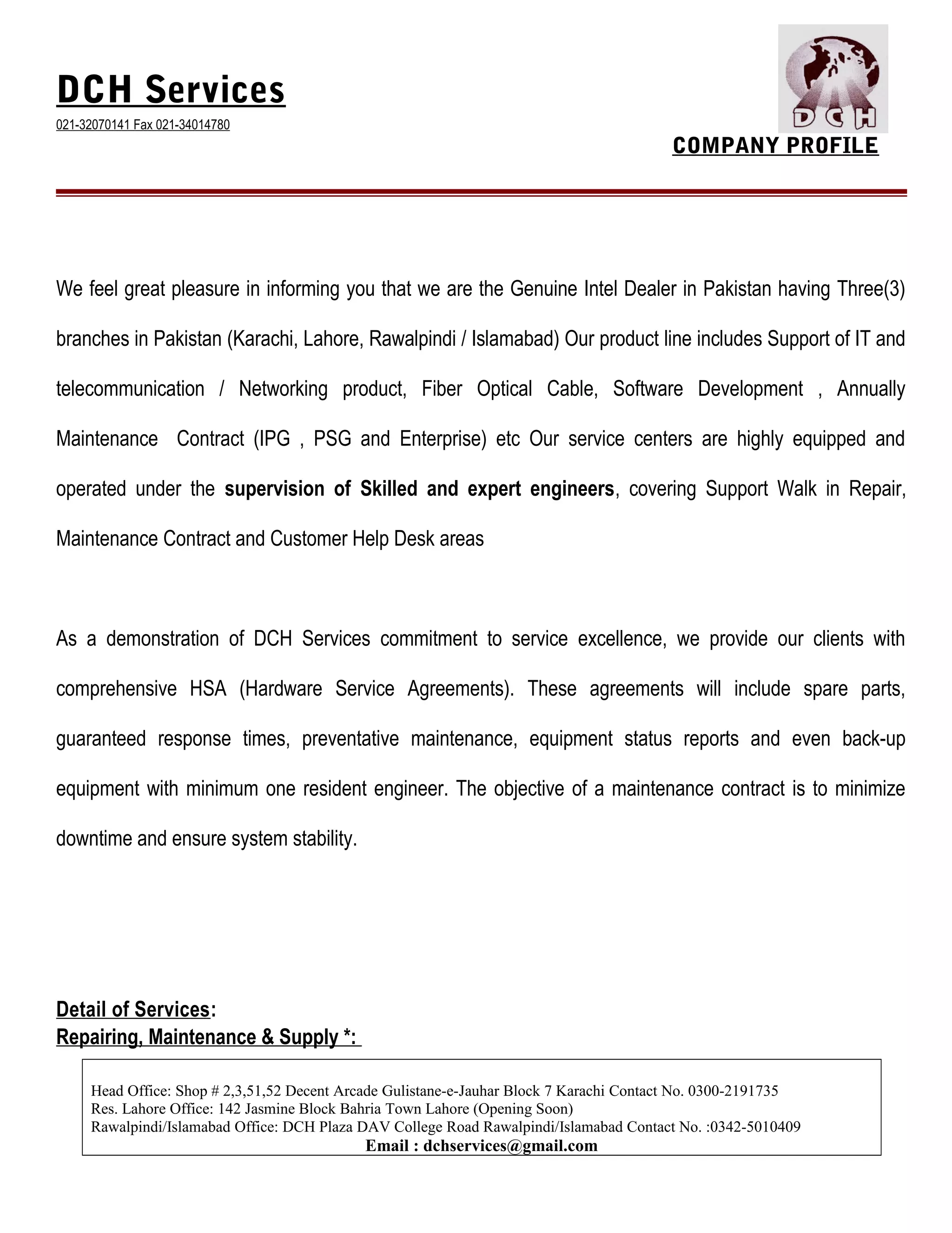 DCH Services Company Profile-Nw | DOC