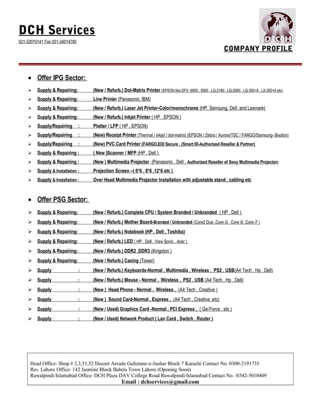 DCH Services Company Profile-Nw | PDF