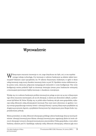BRE-CASE Seminarium 79 - Is the Polish Banking Sector Innovative? | PDF