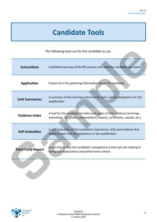 SAMPLE CHC30113 Certificate III ECE full RPL | PDF