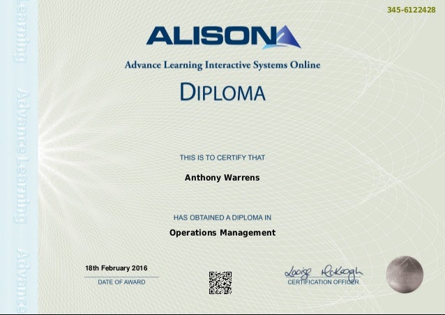Certificate - Operations Management